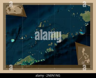 Sulu, province of Philippines. Low resolution satellite map. Locations ...