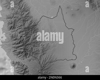 Tarlac, province of Philippines. Grayscale elevation map with lakes and ...