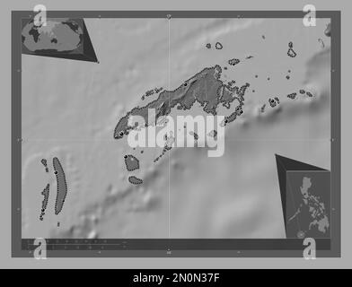 Tawi-Tawi, province of Philippines. Bilevel elevation map with lakes ...