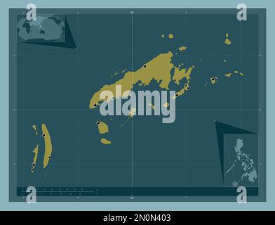 Tawi-Tawi, province of Philippines. Solid color shape. Corner auxiliary ...