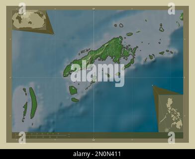 Tawi-Tawi, province of Philippines. Colored elevation map with lakes ...