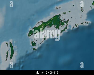 Tawi-Tawi, province of Philippines. Colored elevation map with lakes ...