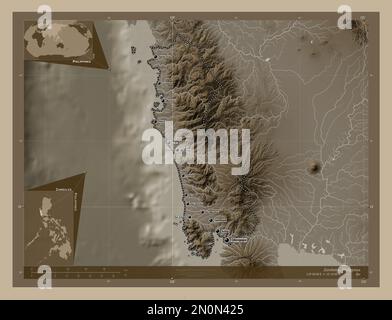 Zambales, province of Philippines. Colored elevation map with lakes and ...