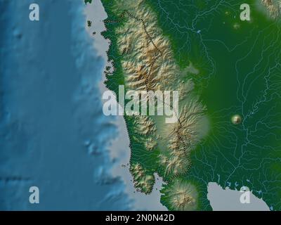 Zambales, province of Philippines. Colored elevation map with lakes and ...