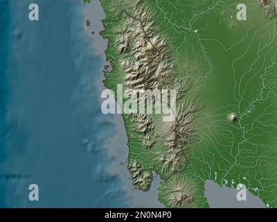 Zambales, province of Philippines. Colored elevation map with lakes and ...