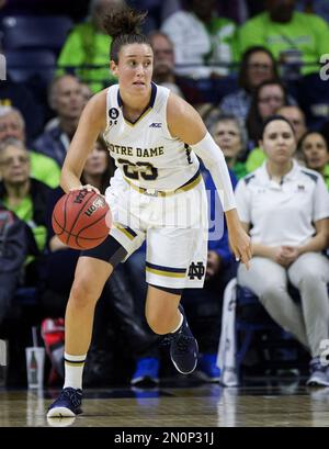Notre Dame’s Michaela Mabrey (23) gets pressure from Miami’s Jessica ...