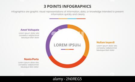 3 points or stages infographic concept with circle shape timeline for slide presentation vector ...