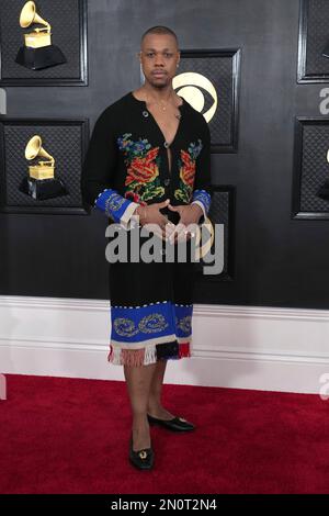 Davone Tines arrives at the 65th annual Grammy Awards on Sunday, Feb. 5 ...