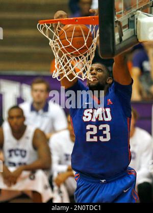 SMU forward Jordan Tolbert (23) battles for a rebound against Gonzaga ...