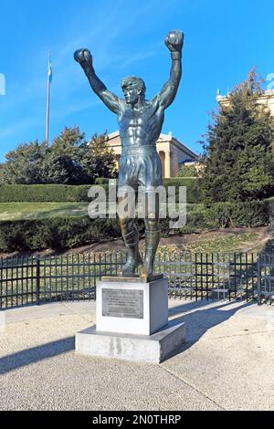The twelve-foot eight-inch Rocky Balboa statue near the Philadelphia ...