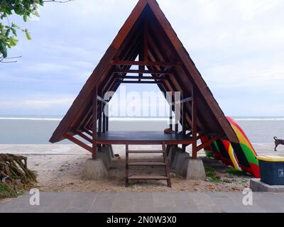 Triangular gazebos on beautiful beaches, beautiful sea and sky ...