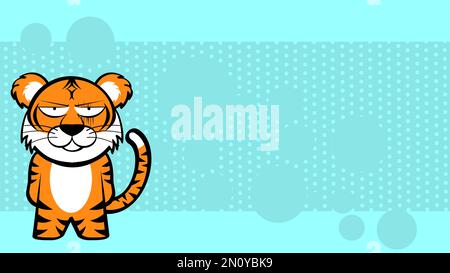 grumpy chibi tiger kid character cartoon background poster illustration ...