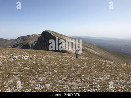 Mountaineer hiking at Mount Uludag Great Summit Route in Bursa, Turkey ...