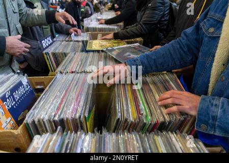 Athens, Greece. 5th Feb, 2023. An employee of a record store is seen at ...