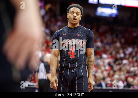 Wisconsin Badgers guard Kamari McGee (4) defends during a Big Ten ...