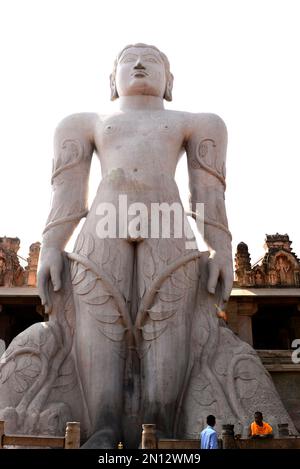 Gomateshwara statue, Jaina ascet, Jain temple on Vindyagiri Hill ...