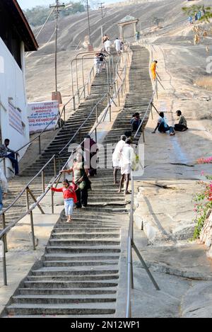 Gomateshwara statue, Jaina ascet, Jain temple on Vindyagiri Hill ...