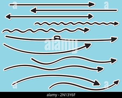 Handwritten long arrow set like drawn with a marker. Twirling arrows or ...
