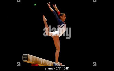 Russia's Maria Kharenkova performs on the floor during the women's team ...