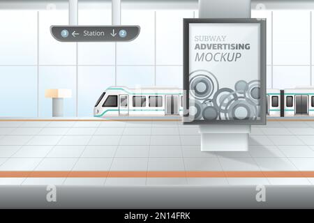 Subway. Realistic underground city subway interior with train station ...