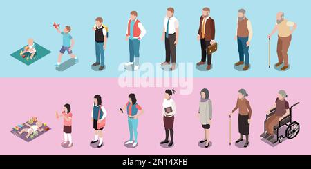 People generations of different ages. Man woman baby, kids teenagers ...