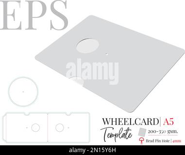 Wheel card die cut template, vector. White clear blank wheel card mock ...
