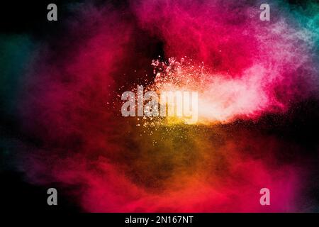 Red yellow and green particles textured background. Vibrant color dust ...