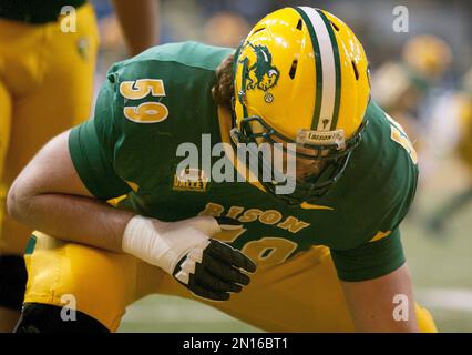 North Dakota State offensive lineman Joe Haeg during a drill at the NFL ...