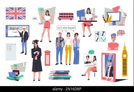 People learning english online seminars or courses and using tutorials ...