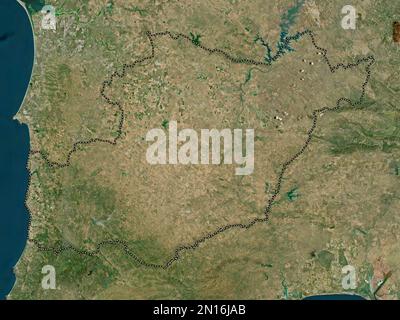 Beja, district of Portugal. High resolution satellite map. Locations of ...