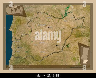 Beja, district of Portugal. Low resolution satellite map. Corner ...