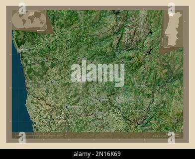 Braga, district of Portugal. High resolution satellite map. Locations ...