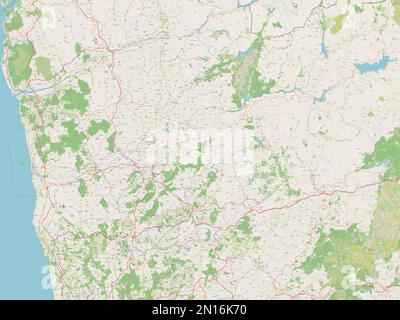 Braga, district of Portugal. Open Street Map. Locations of major cities ...