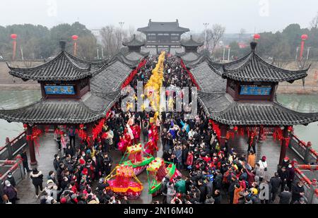 CHUZHOU, CHINA - FEBRUARY 6, 2023 - Aerial photos show people watching ...
