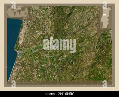 Coimbra, district of Portugal. High resolution satellite map. Locations ...