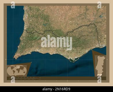 Faro, district of Portugal. Low resolution satellite map Stock Photo ...