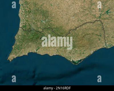 Faro, district of Portugal. High resolution satellite map. Corner ...