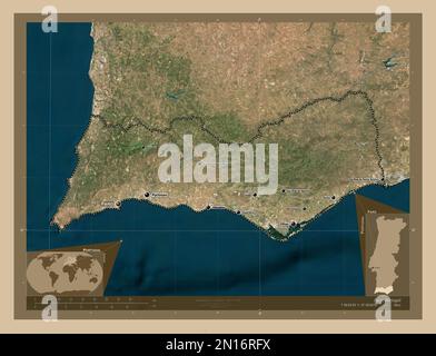 Faro, district of Portugal. Low resolution satellite map Stock Photo ...