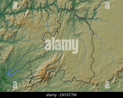 Guarda, district of Portugal. Colored elevation map with lakes and ...