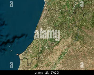 Leiria, district of Portugal. Low resolution satellite map. Locations ...