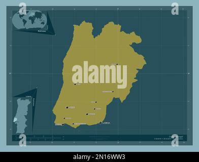 Lisboa, district of Portugal. Solid color shape. Corner auxiliary ...