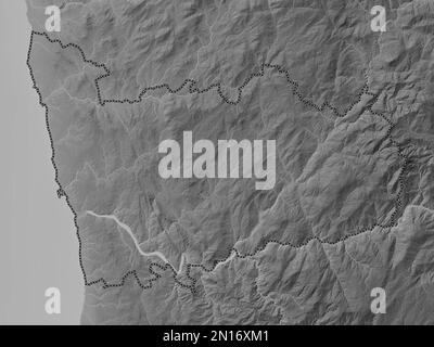 Porto, district of Portugal. Grayscale elevation map with lakes and ...