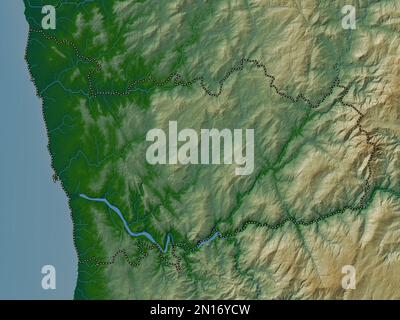 Porto, district of Portugal. Colored elevation map with lakes and ...
