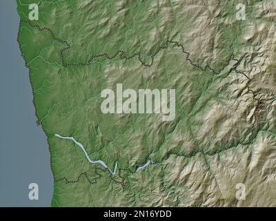 Porto, district of Portugal. Colored elevation map with lakes and ...