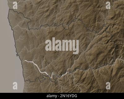 Porto, district of Portugal. Colored elevation map with lakes and ...