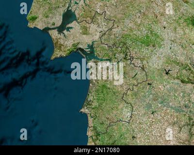 Setubal, district of Portugal. High resolution satellite map. Locations ...