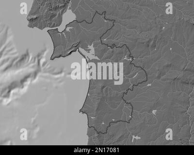 Setubal, district of Portugal. Bilevel elevation map with lakes and ...