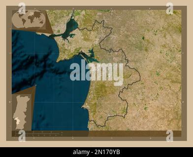 Setubal, district of Portugal. Low resolution satellite map. Locations ...