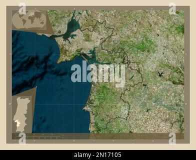 Setubal, district of Portugal. High resolution satellite map Stock ...