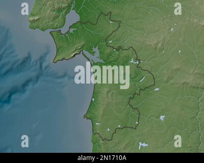 Setubal, district of Portugal. Colored elevation map with lakes and ...
